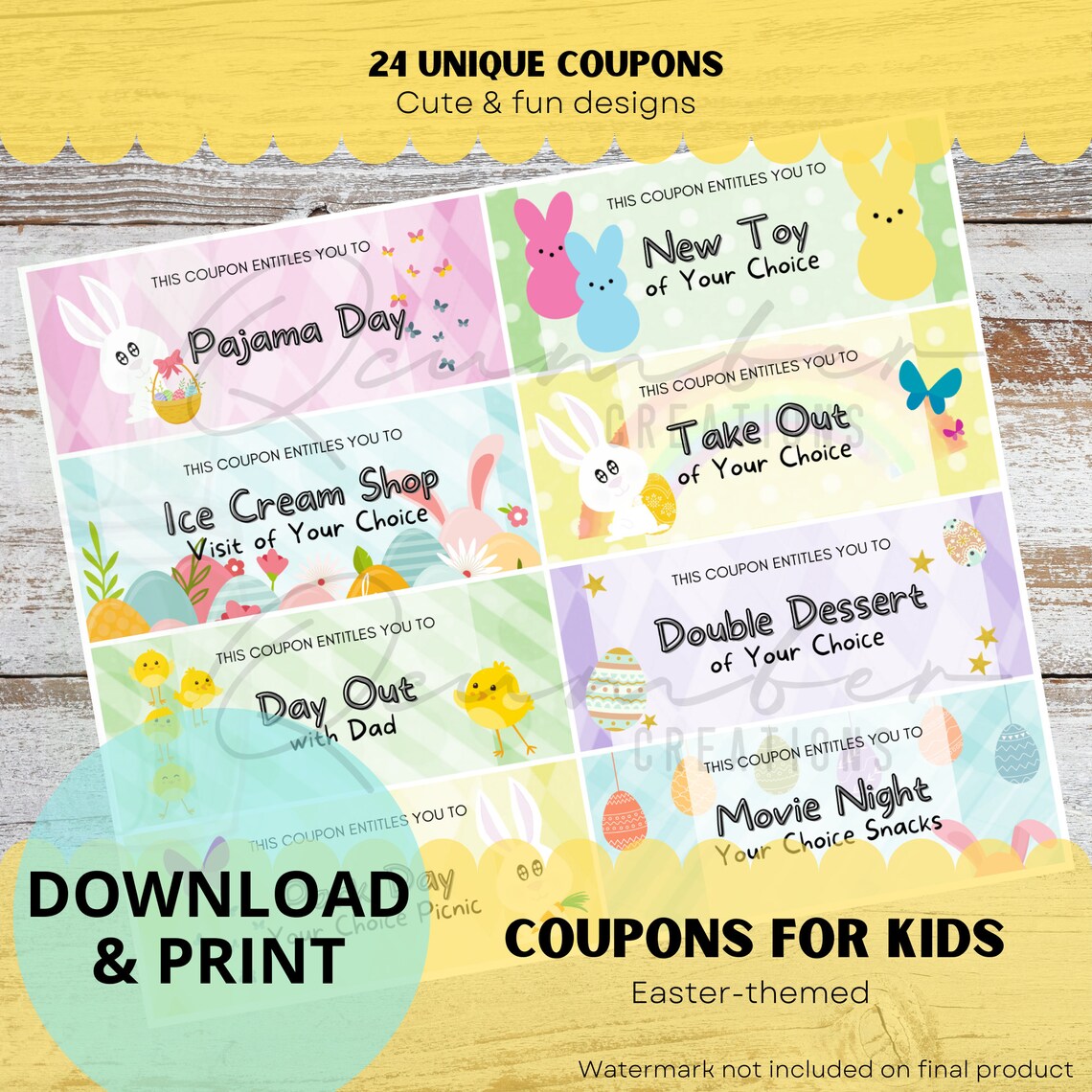Easter Egg Filler Coupons Reward Coupons for Kids Easter Egg Hunt DIY ...