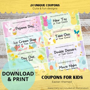 Easter Egg Filler Coupons Reward Coupons for Kids Easter Egg Hunt DIY ...