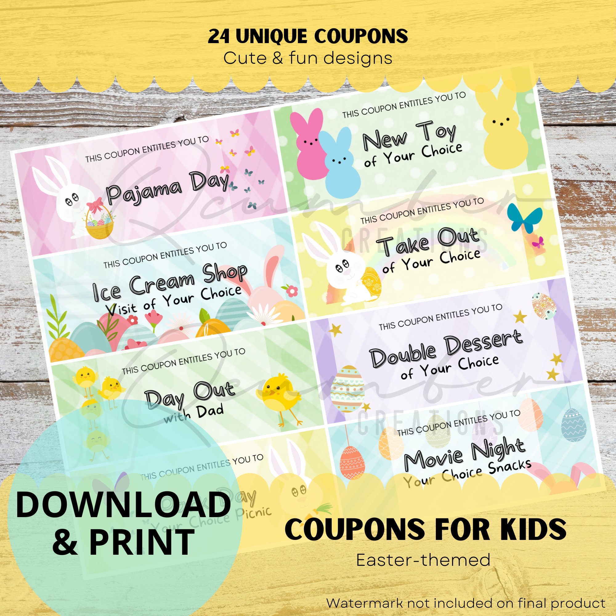 Easter Egg Filler Coupons Reward Coupons for Kids Easter Egg Hunt DIY ...