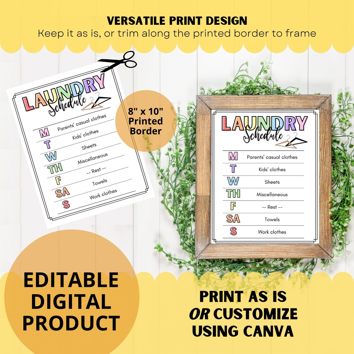 Laundry Schedule Sign | Laundry Routine Reminder | 11 Colors Included ...