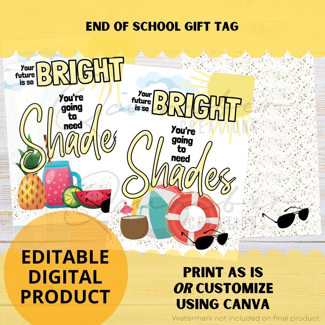 End of School Year Gift Tag Bundle Beach Future so Bright, Need Shades ...