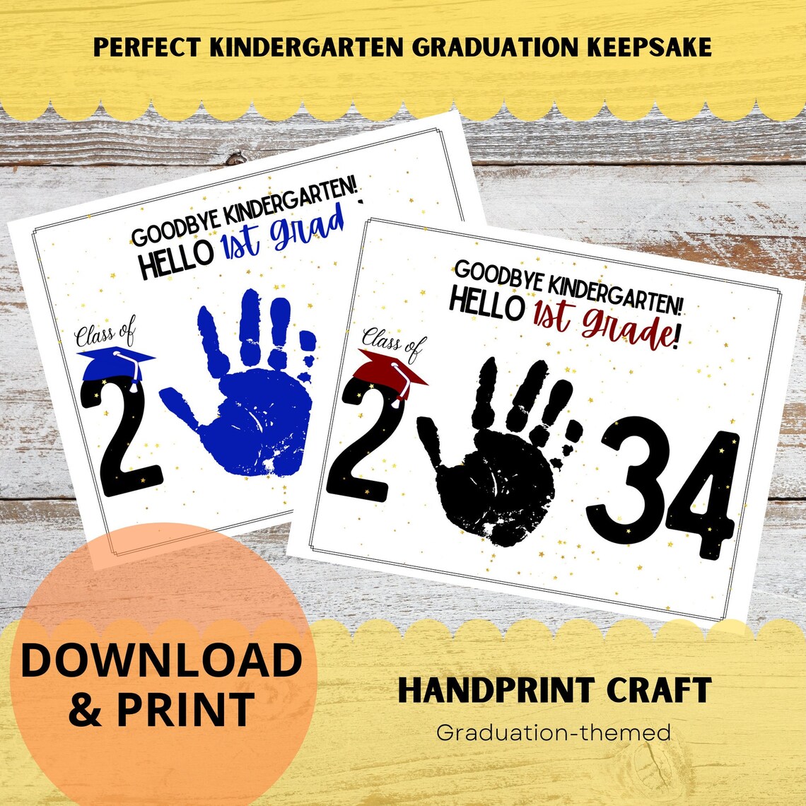 Kindergarten Graduation Handprint Kids Craft Class of 2034 - Etsy