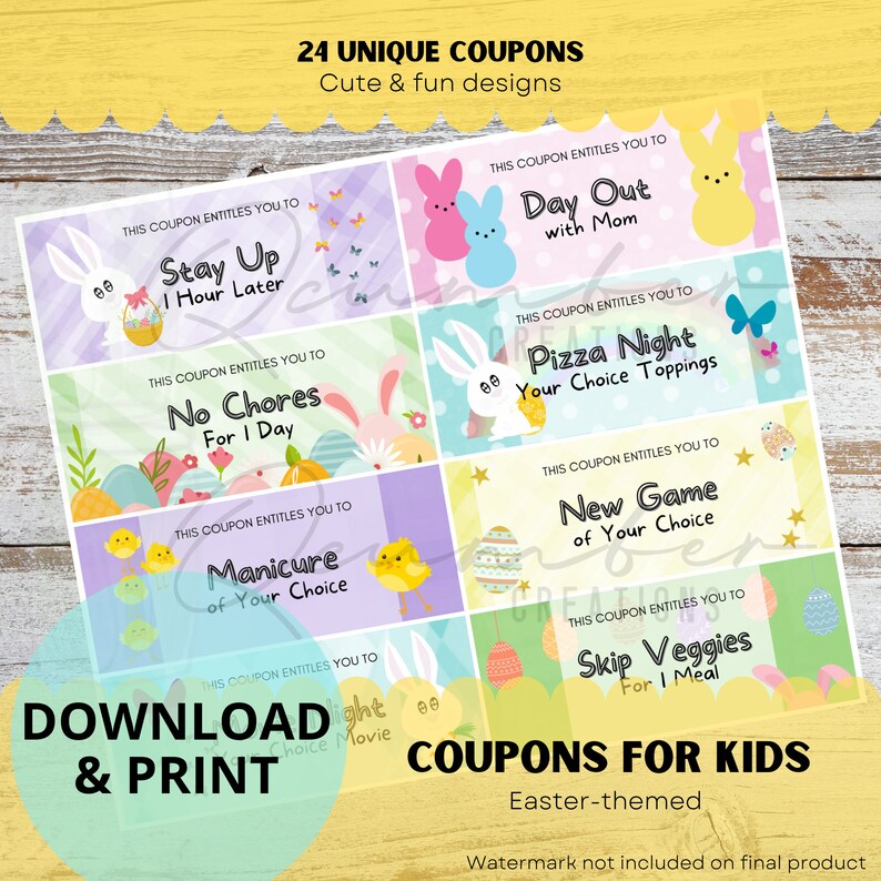 Easter Egg Filler Coupons Reward Coupons for Kids Easter Egg Hunt DIY ...
