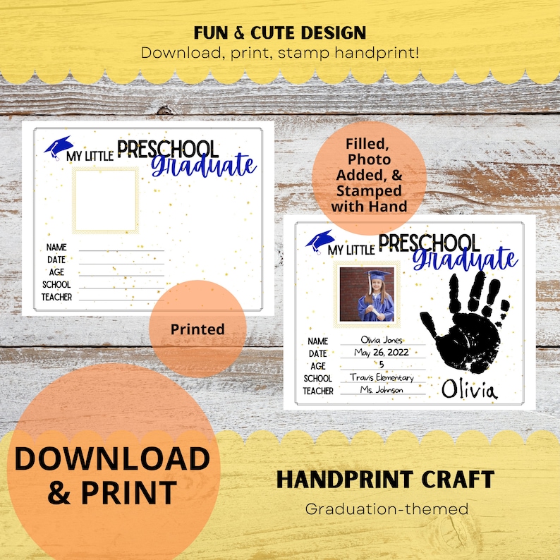 Preschool Graduation Certificate | Graduation Keepsake | Handprint Art ...