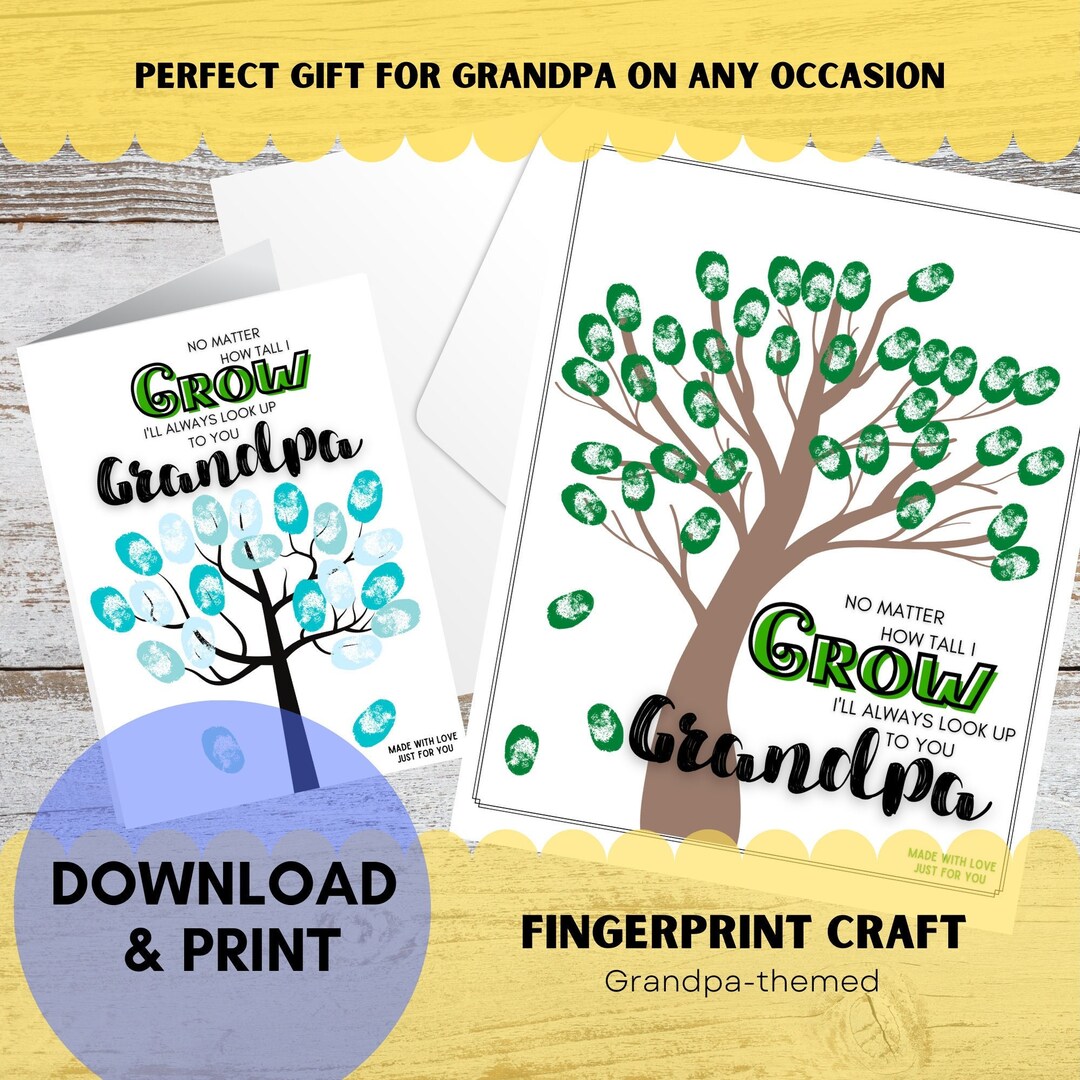 Kids Fingerprint Craft for Grandpa | Always Look up to You | Gift for ...