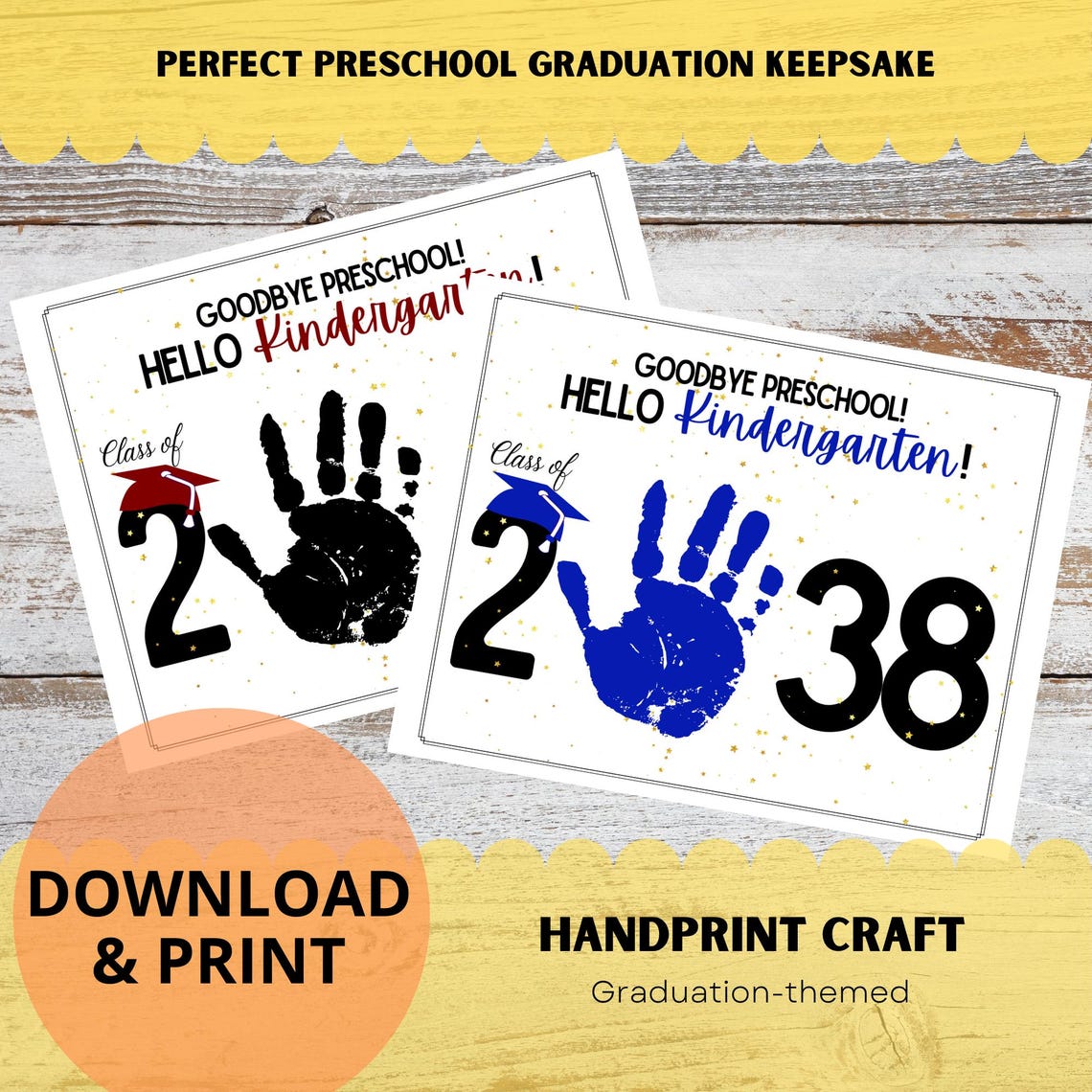 Preschool Graduation Handprint Kids Craft | Class of 2038 Keepsake ...
