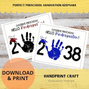 Preschool Graduation Handprint Kids Craft | Class of 2038 Keepsake ...