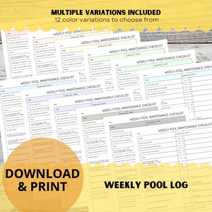 Weekly Pool Maintenance Checklist | Pool Balance Journal | Pool ...