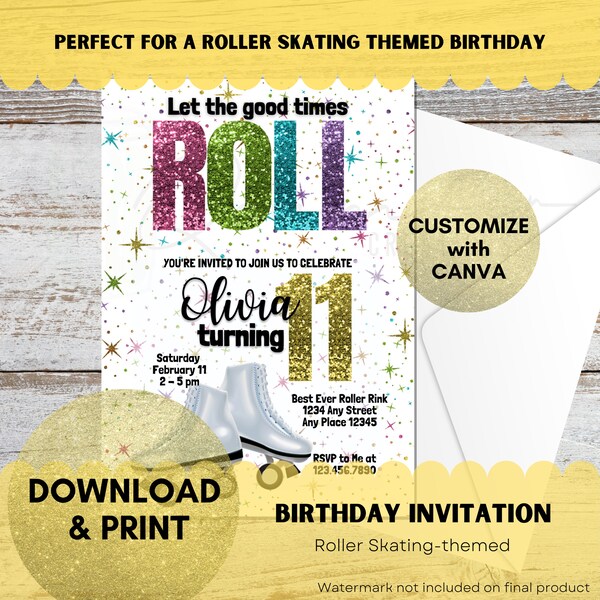 Printable 11th Birthday Invitations Roller - Etsy