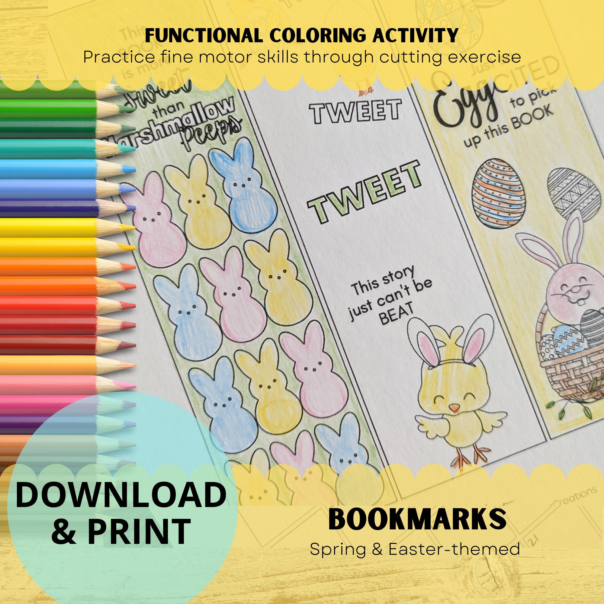 Easter Coloring Bookmarks | Print, Color, & Cut | Marshmallow Peeps ...