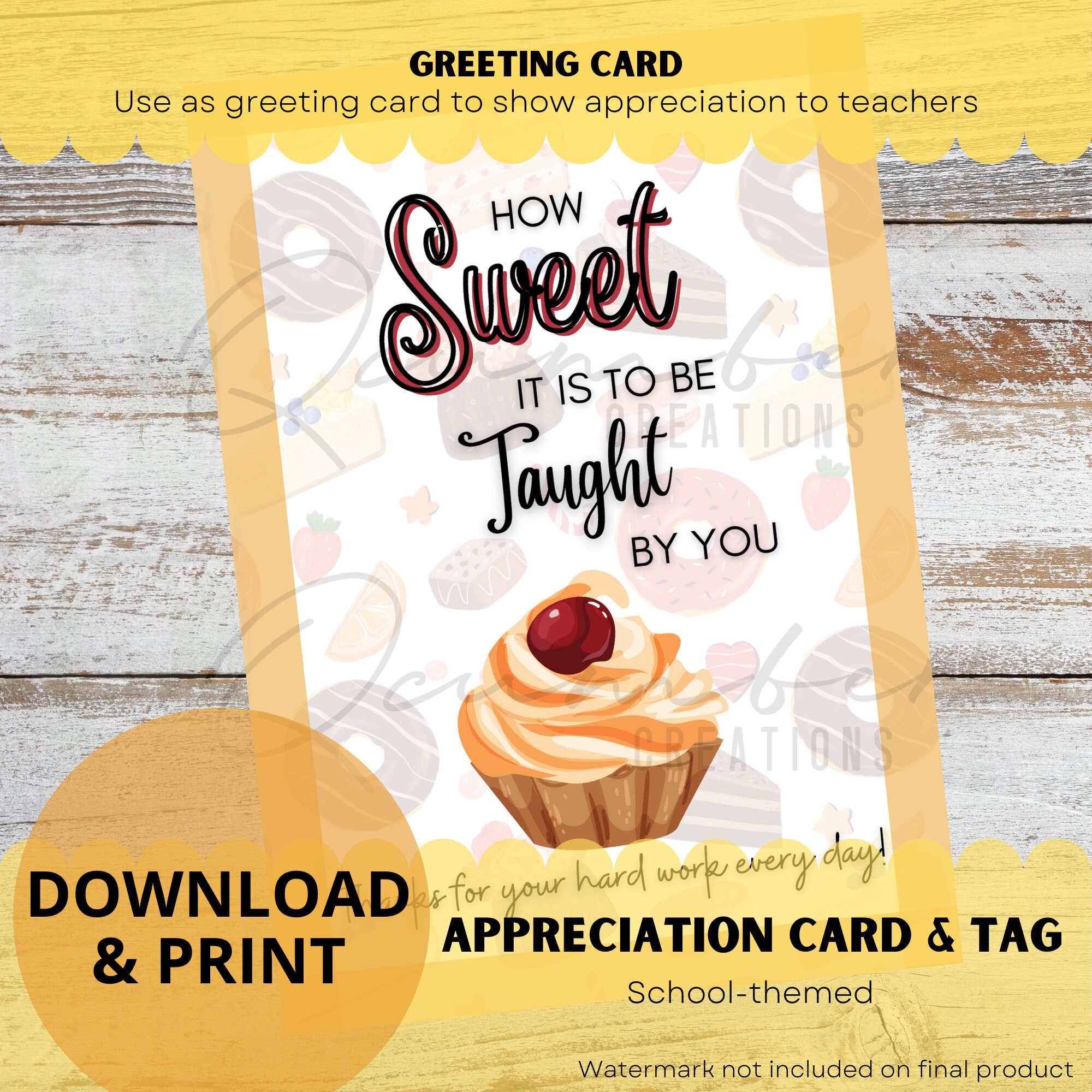 Teacher Appreciation Card, Gift Tag, Gift Card Holder How Sweet It is ...