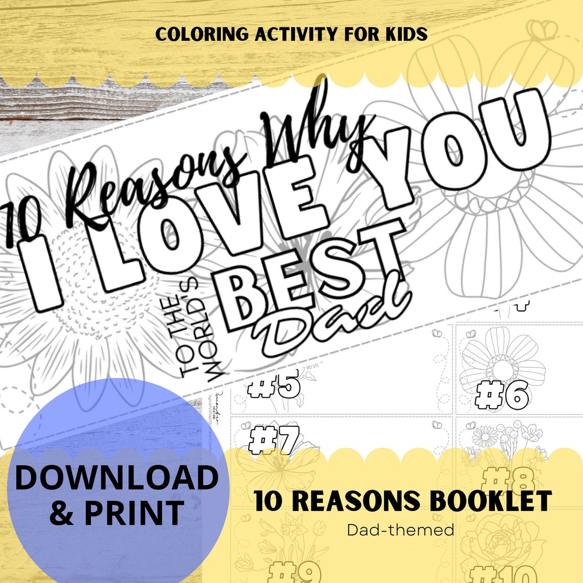 10 Reasons Why I Love You Dad Booklet Coloring Activity for Kids Gift ...