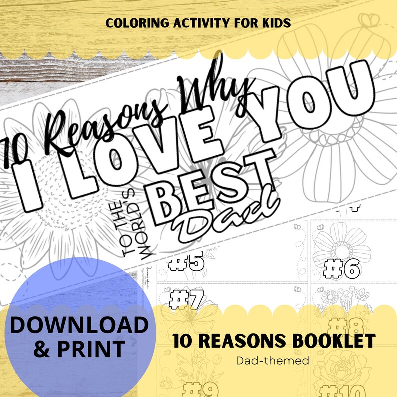 10 Reasons Why I Love You Dad Booklet | Coloring Activity for Kids ...