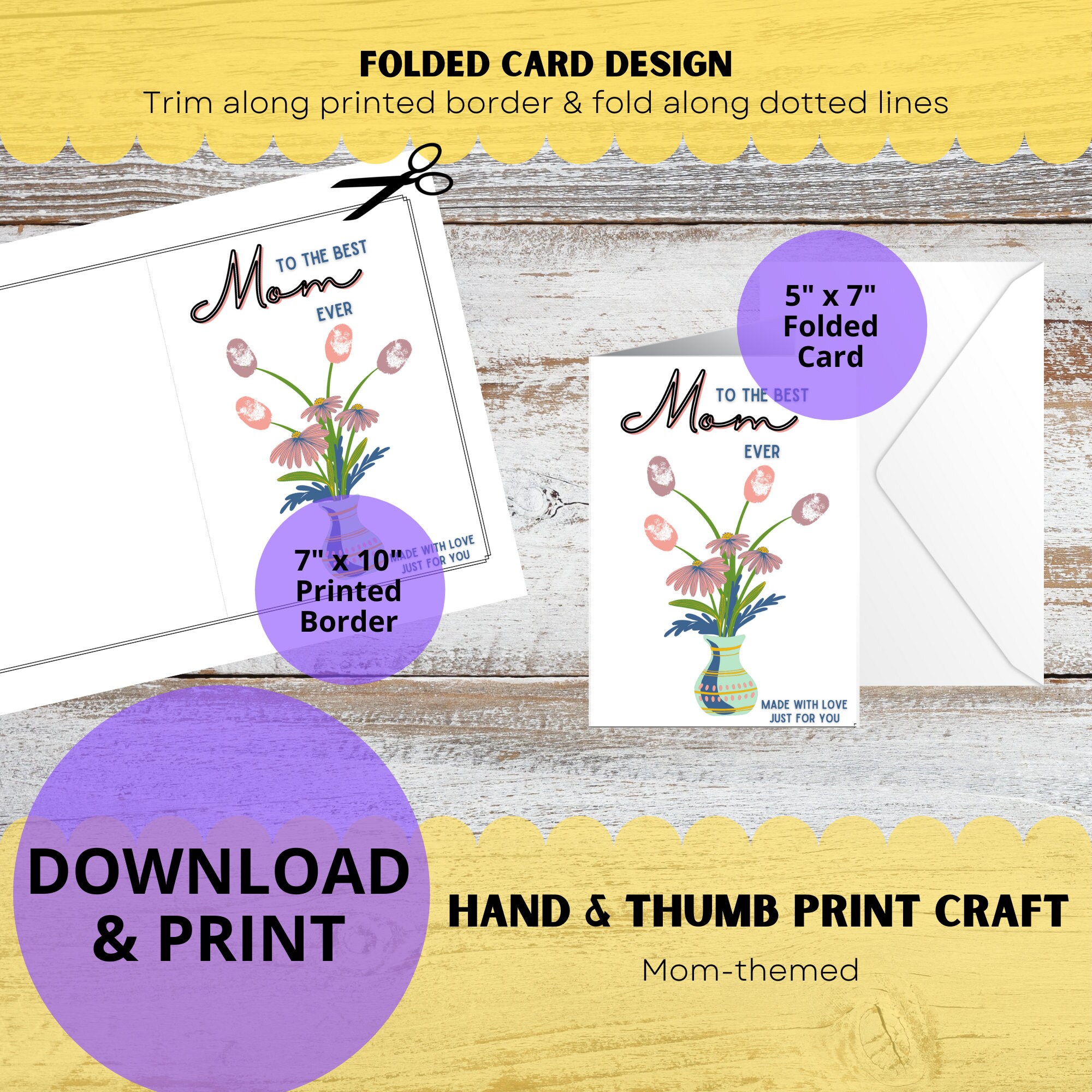Kids Hand & Thumb Print Craft for Mom | to the Best Mom Ever | Gift for ...