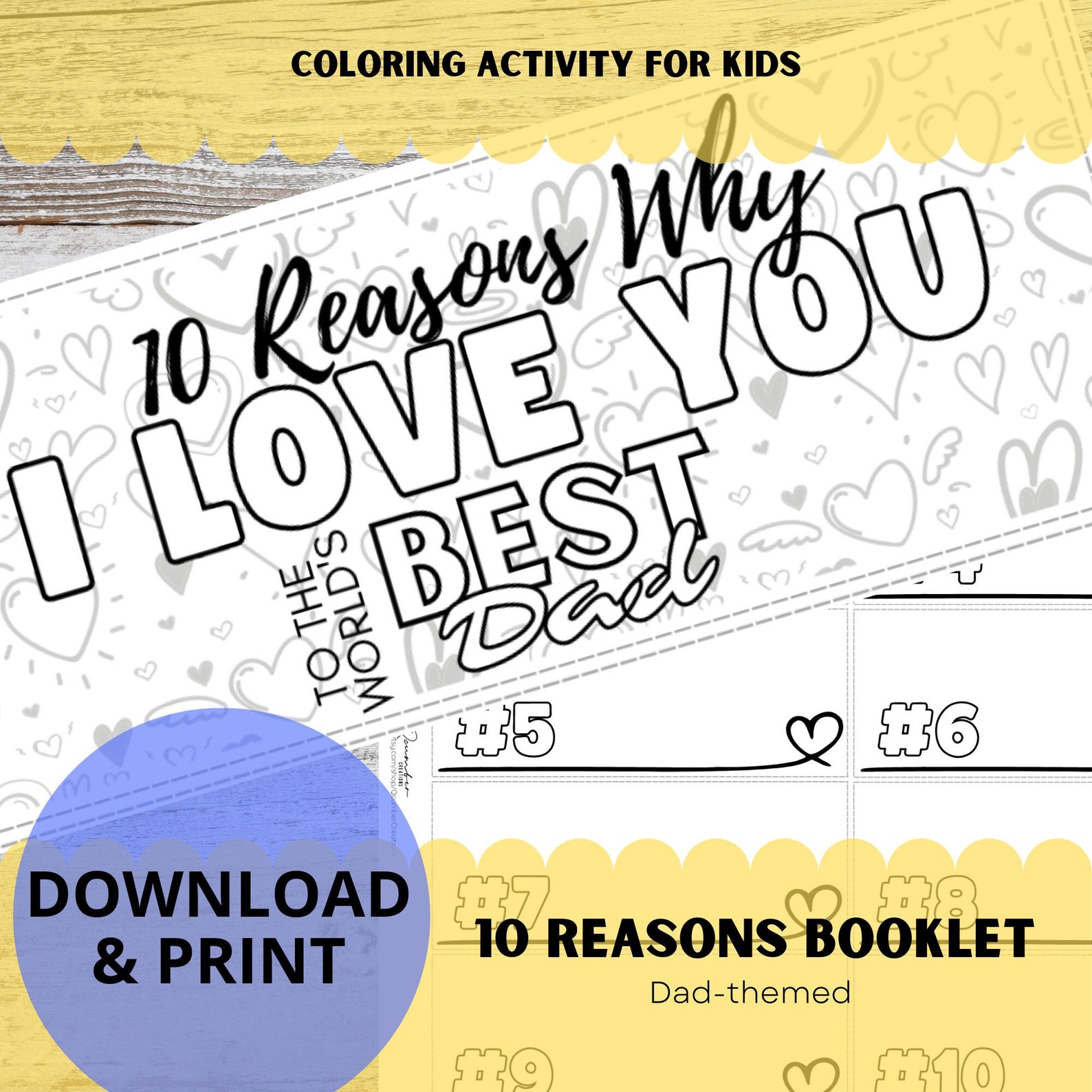 10 Reasons Why I Love You Dad Booklet | Coloring Activity for Kids ...