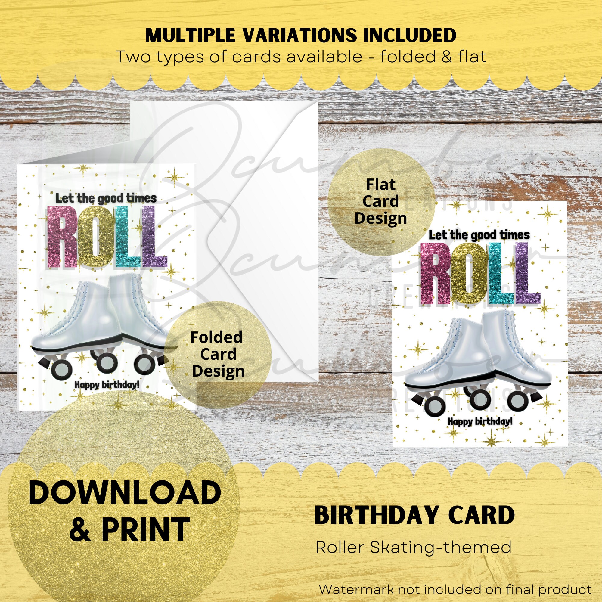 Roller Skating Birthday Card Let the Good Times Roll Printable Digital ...