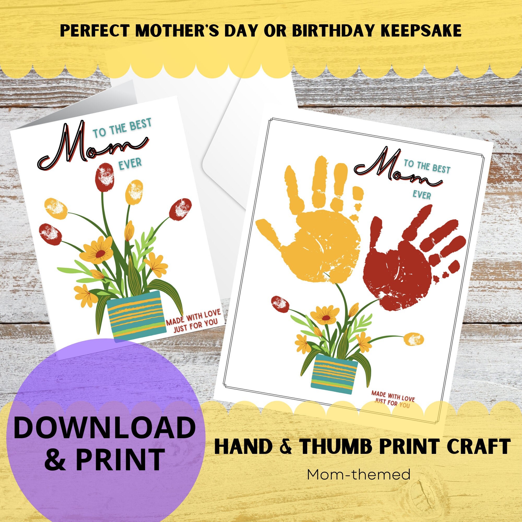 Kids Hand & Thumb Print Craft for Mom to the Best Mom Ever Gift for Mom ...