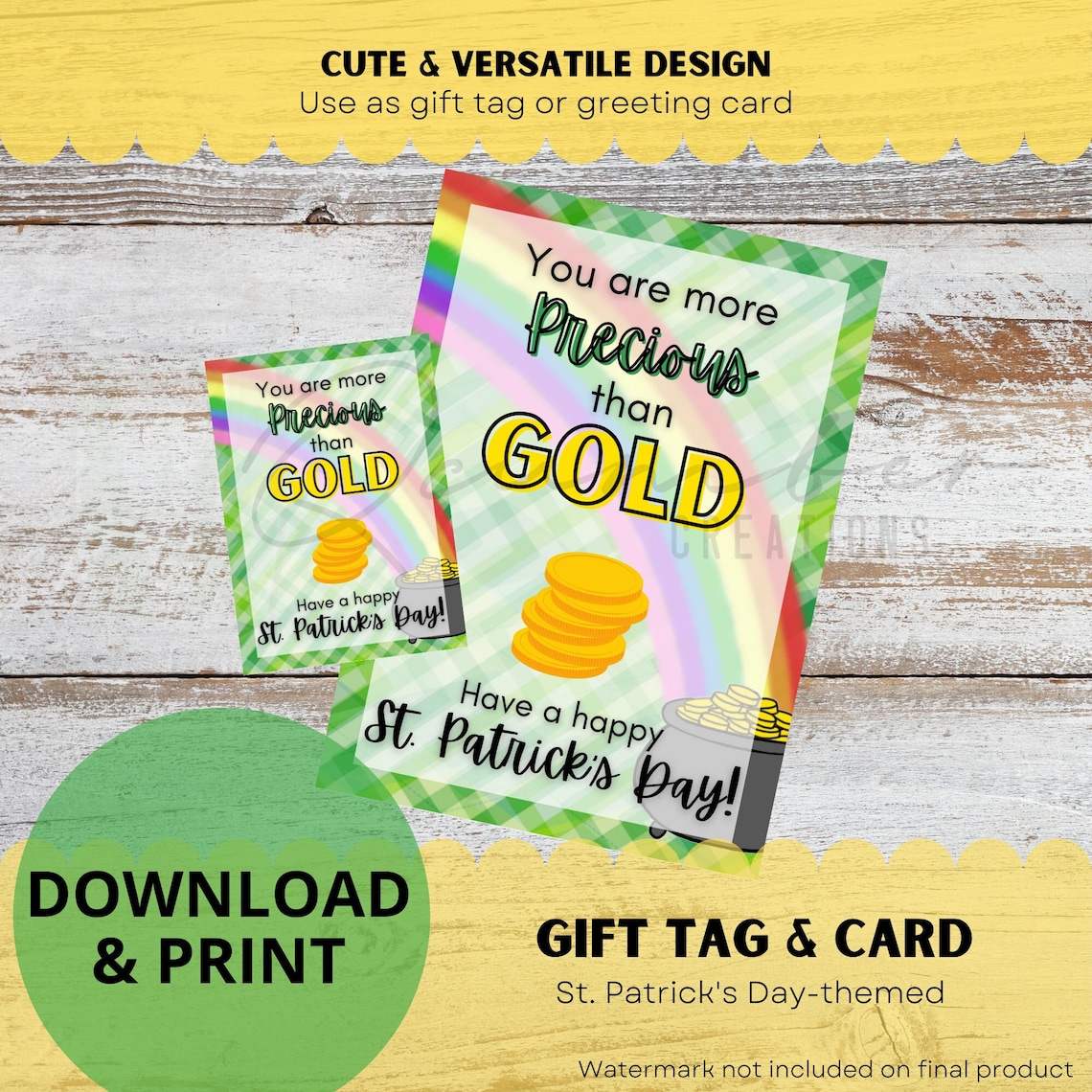 St. Patrick's Day Card or Gift Tag More Precious Than Gold Greeting ...