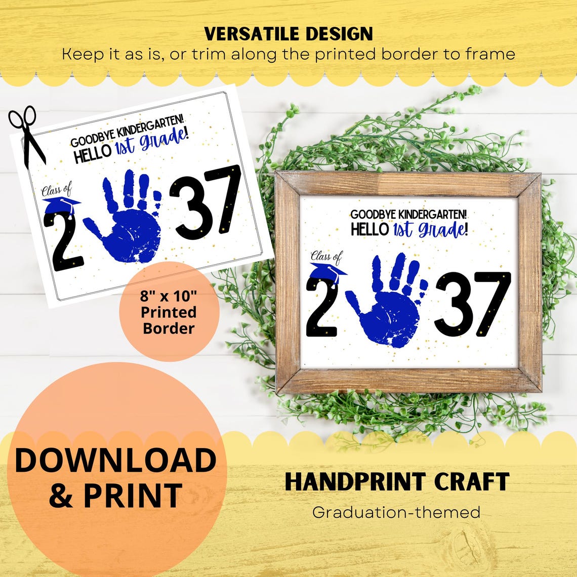 Kindergarten Graduation Handprint Kids Craft | Class of 2037 Keepsake ...