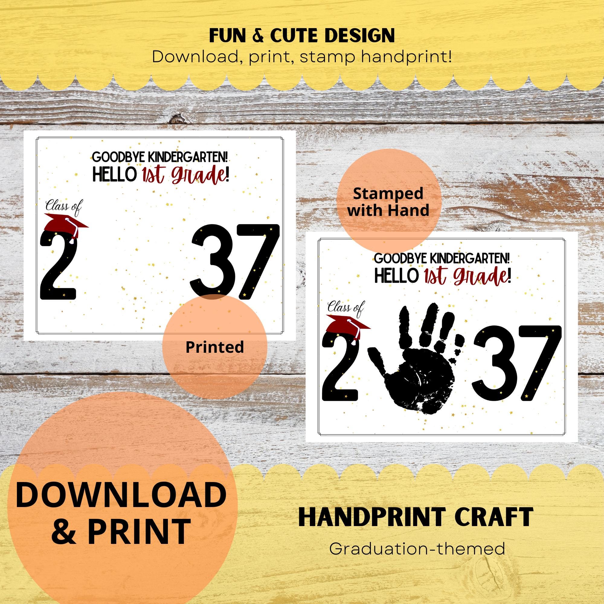Kindergarten Graduation Handprint Kids Craft | Class of 2037 Keepsake ...
