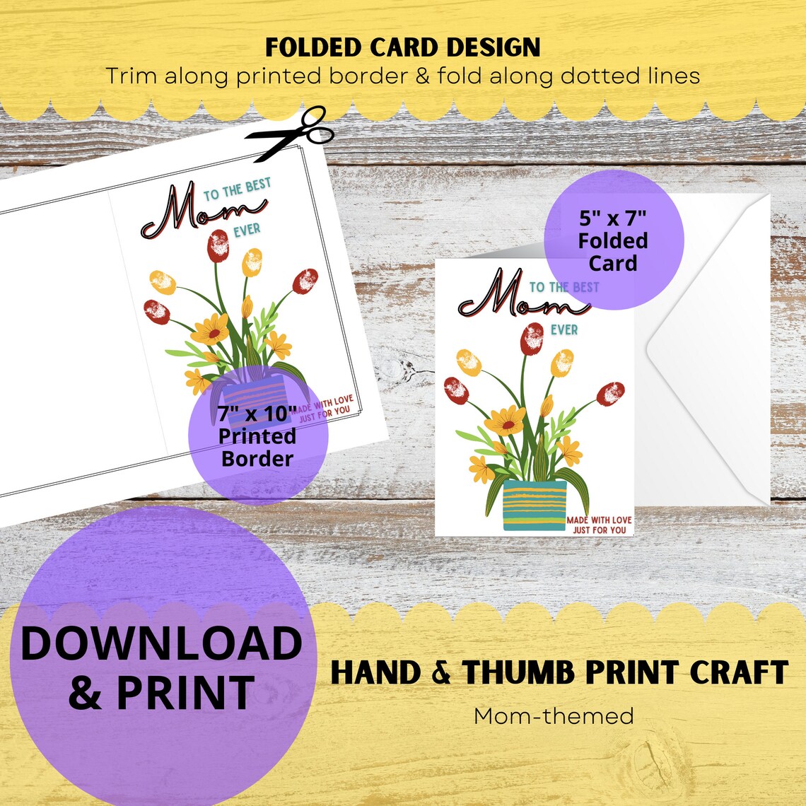 Kids Hand & Thumb Print Craft for Mom to the Best Mom Ever Gift for Mom ...