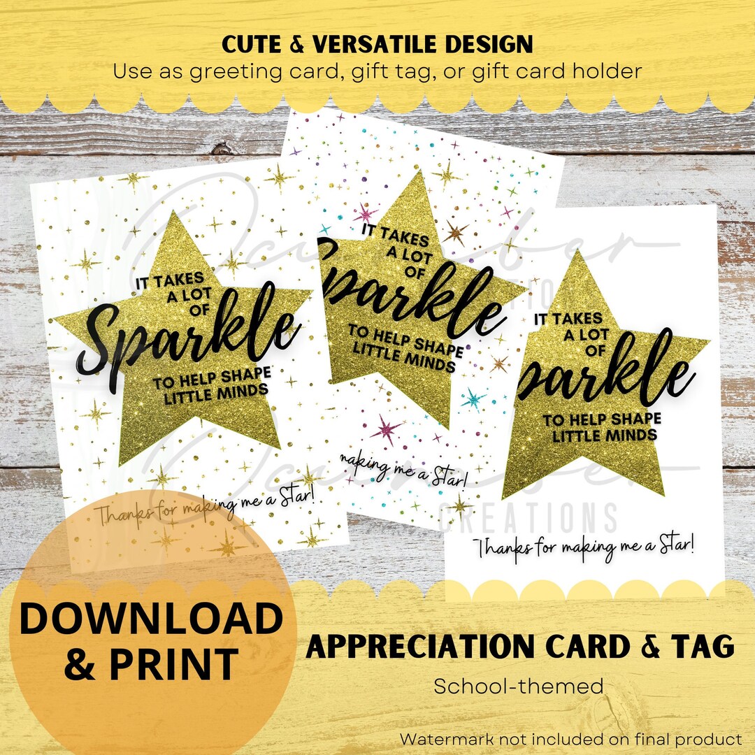 Teacher & Staff Appreciation Card, Gift Tag, Gift Card Holder Takes a ...