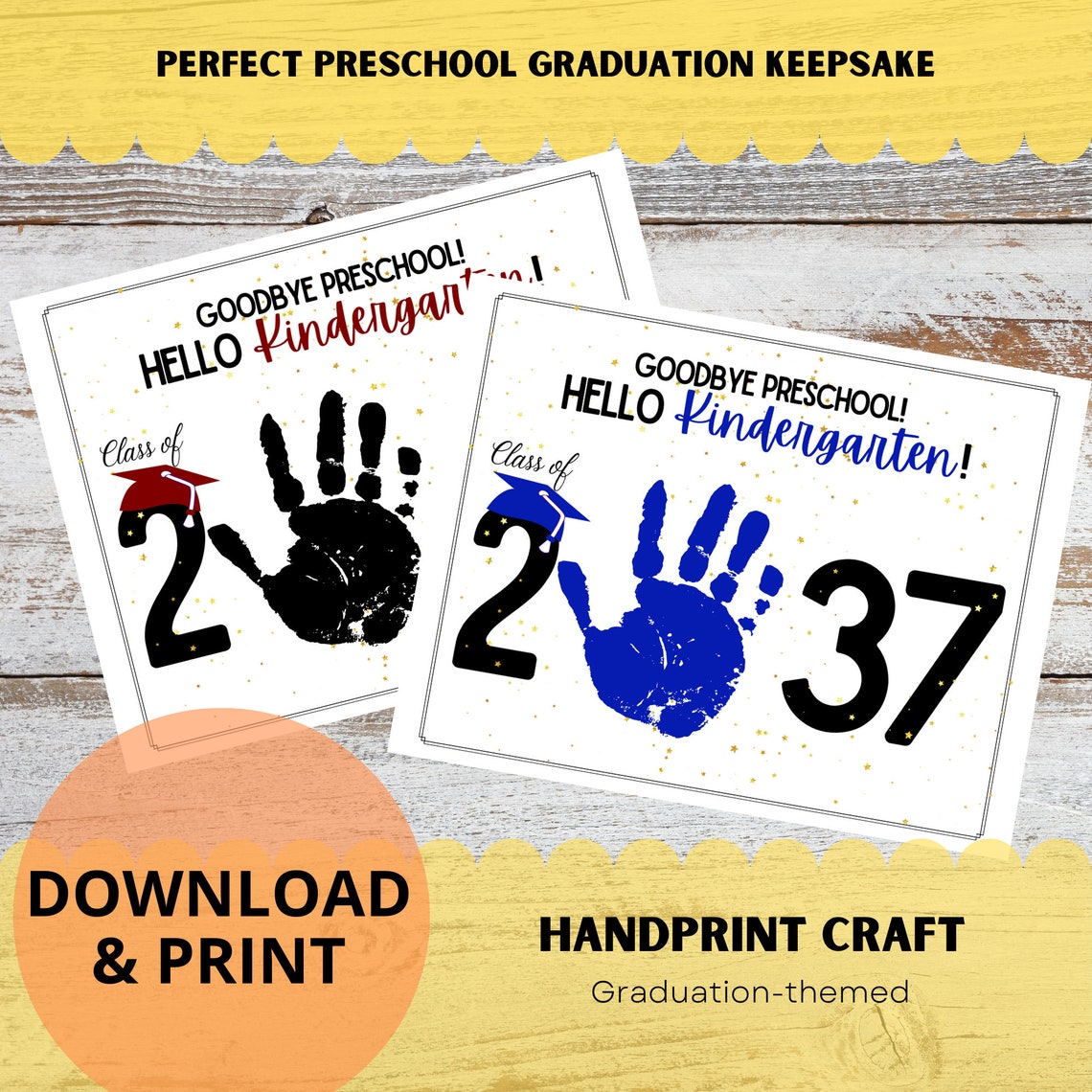 Preschool Graduation Handprint Kids Craft Class of 2037 Keepsake ...