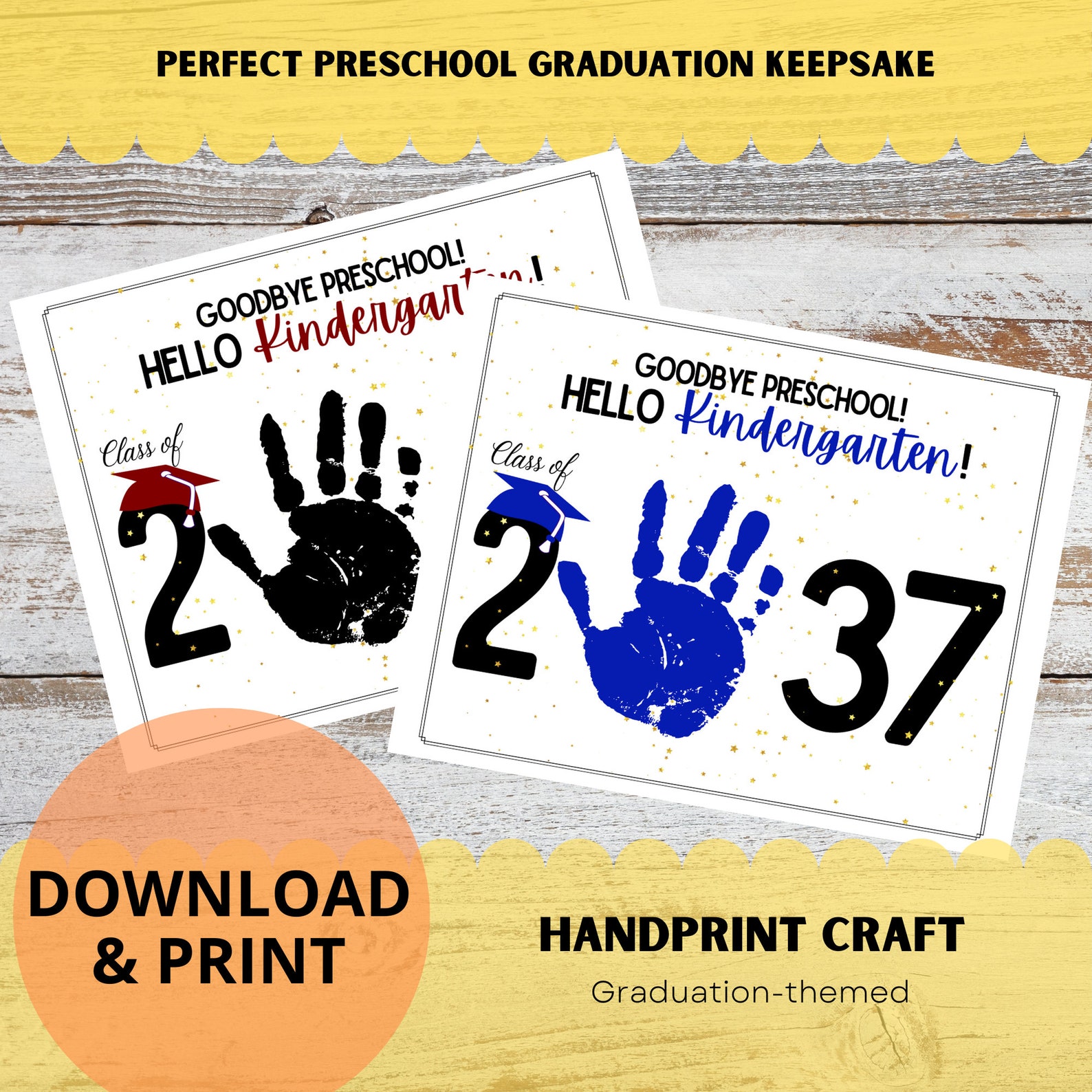 Preschool Graduation Handprint Kids Craft Class of 2037 Keepsake ...