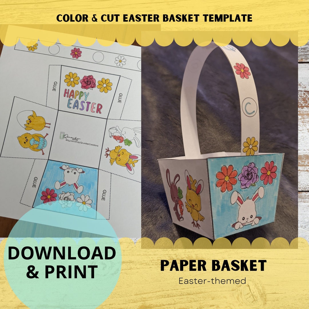 Cute Paper Easter Basket Template | Color, Cut, & Glue | DIY Paper ...