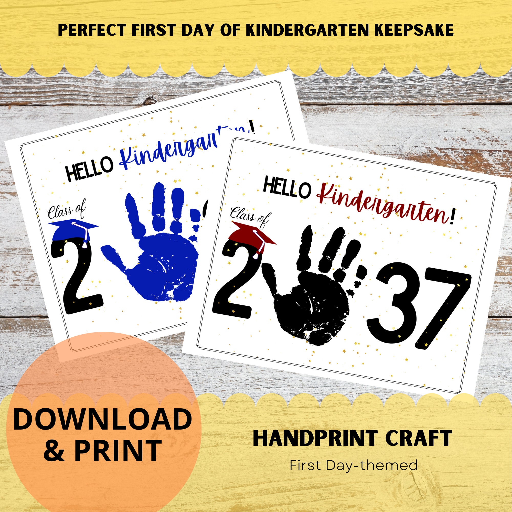 1st Day of Kindergarten Handprint Craft Class of 2037 Keepsake ...