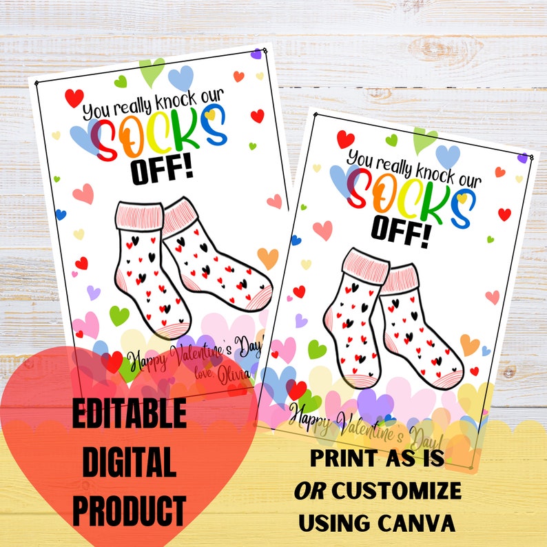 Socks Valentine Card | You Really Knock Our Socks off | Printable ...