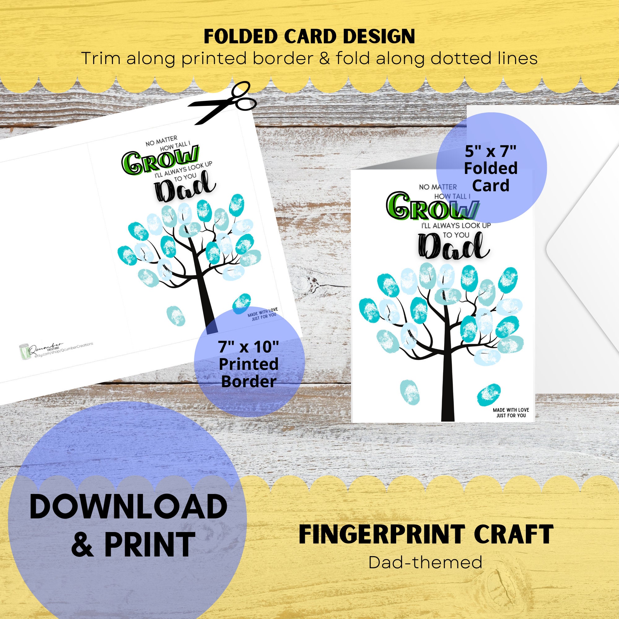 Kids Fingerprint Craft for Dad | Always Look up to You | Gift for Dad ...