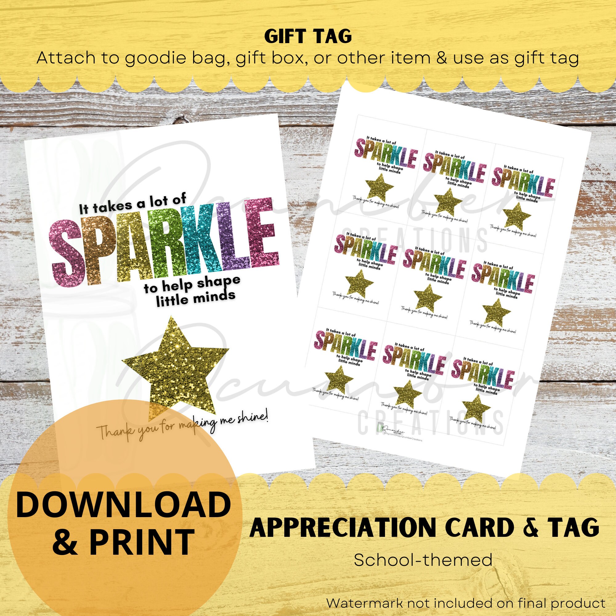 Teacher & Staff Appreciation Card, Gift Tag, Gift Card Holder Takes a ...