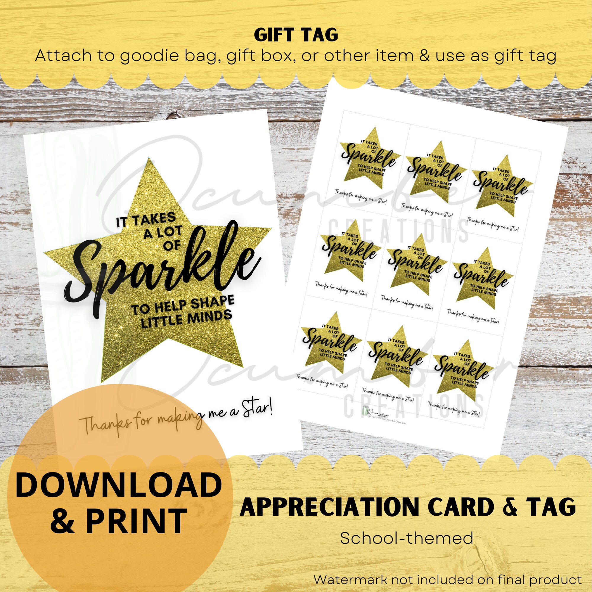 Teacher & Staff Appreciation Card Gift Tag Gift Card Holder - Etsy