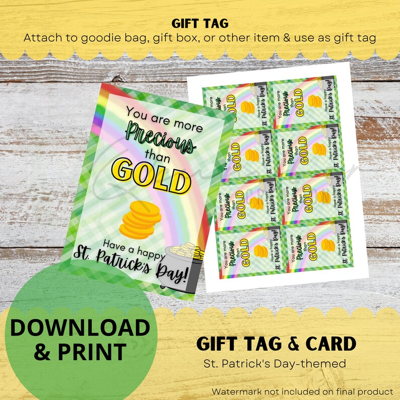 St. Patrick's Day Card or Gift Tag More Precious Than Gold Greeting ...