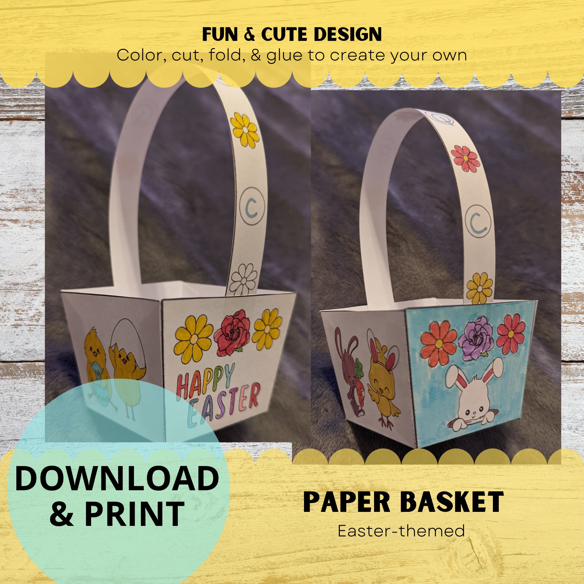 Cute Paper Easter Basket Template | Color, Cut, & Glue | DIY Paper ...