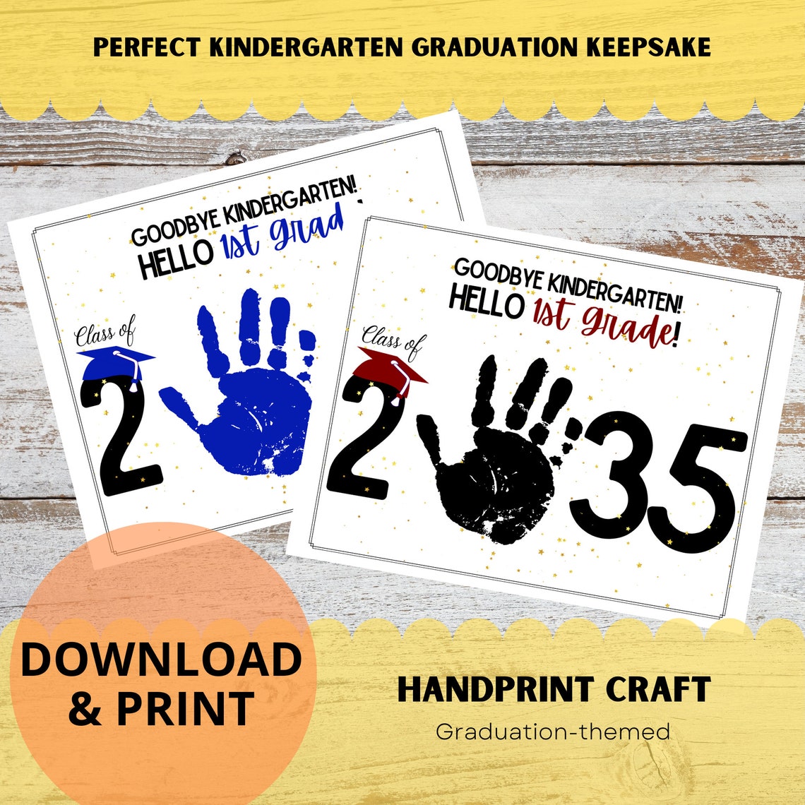 Kindergarten Graduation Handprint Kids Craft Class of 2035 Keepsake ...