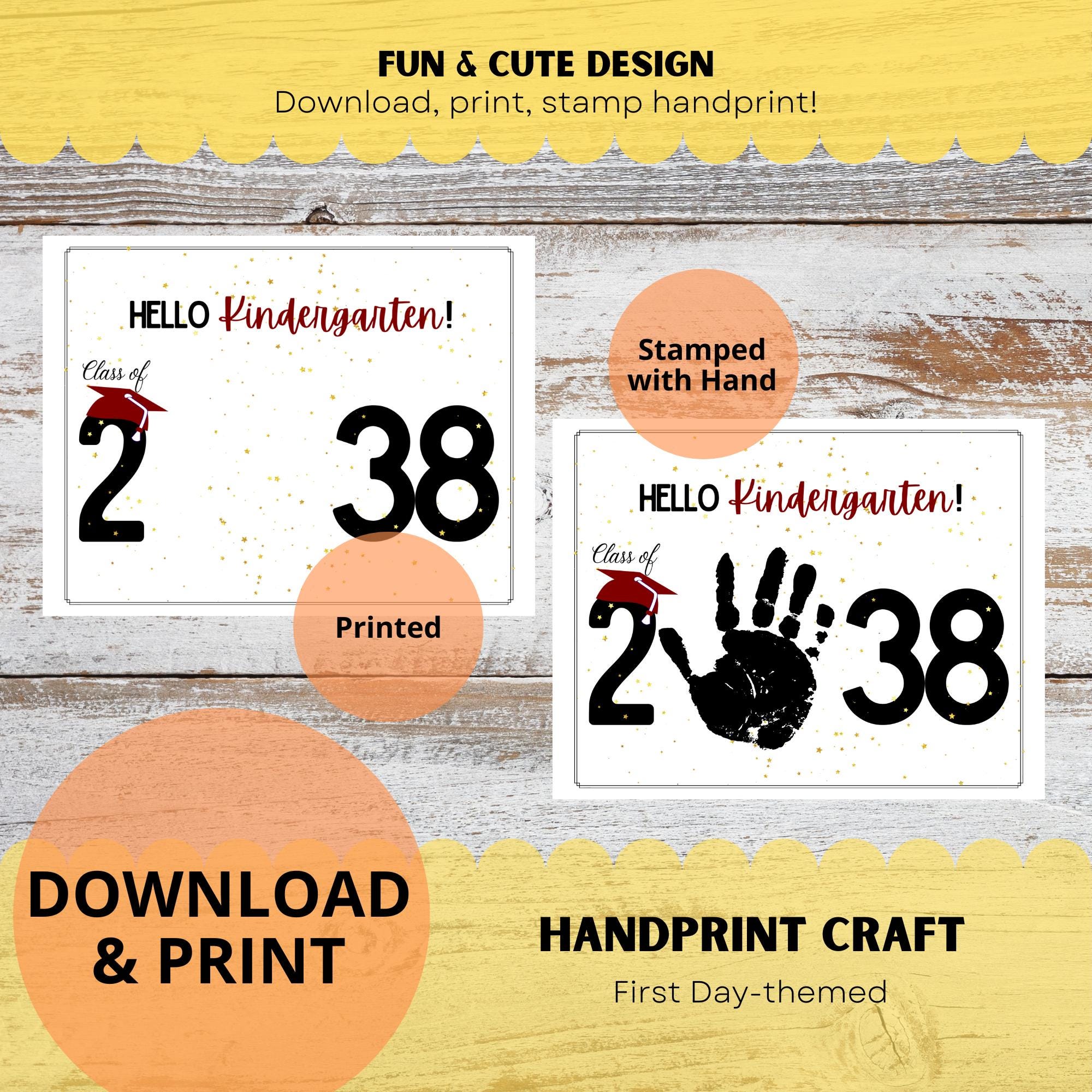 1st Day of Kindergarten Handprint Craft | Class of 2038 Keepsake ...
