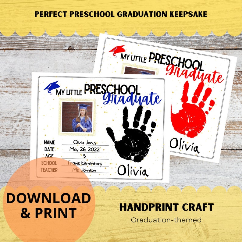 Preschool Graduation Certificate | Graduation Keepsake | Handprint Art ...