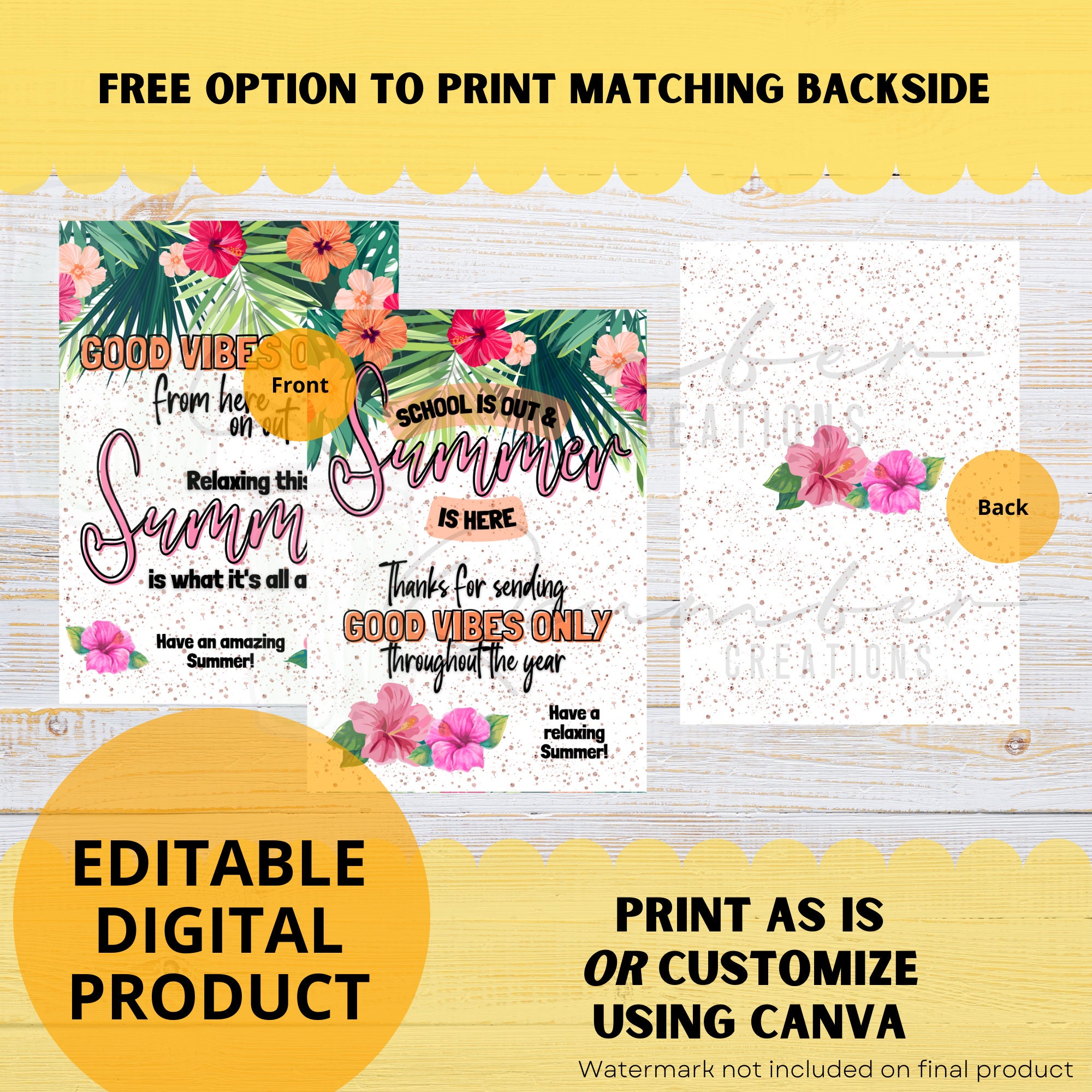 End of School Year Gift Tag Bundle Floral Good Vibes Only All Year ...
