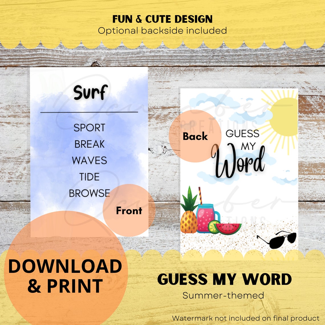 Summertime Guess My Word Game | Taboo Game With Seasonal Twist | 45 ...