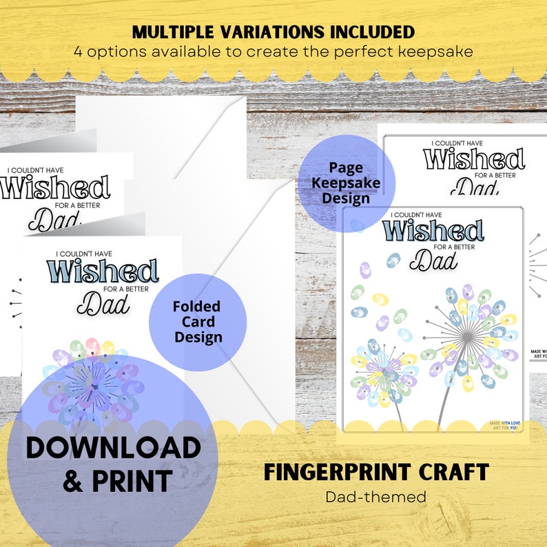 Kids Fingerprint Craft for Dad | Couldn't Wish for a Better Dad | Gift ...