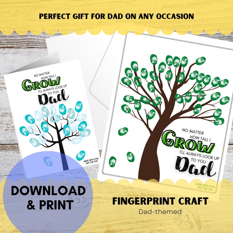 Kids Fingerprint Craft for Dad | Always Look up to You | Gift for Dad ...