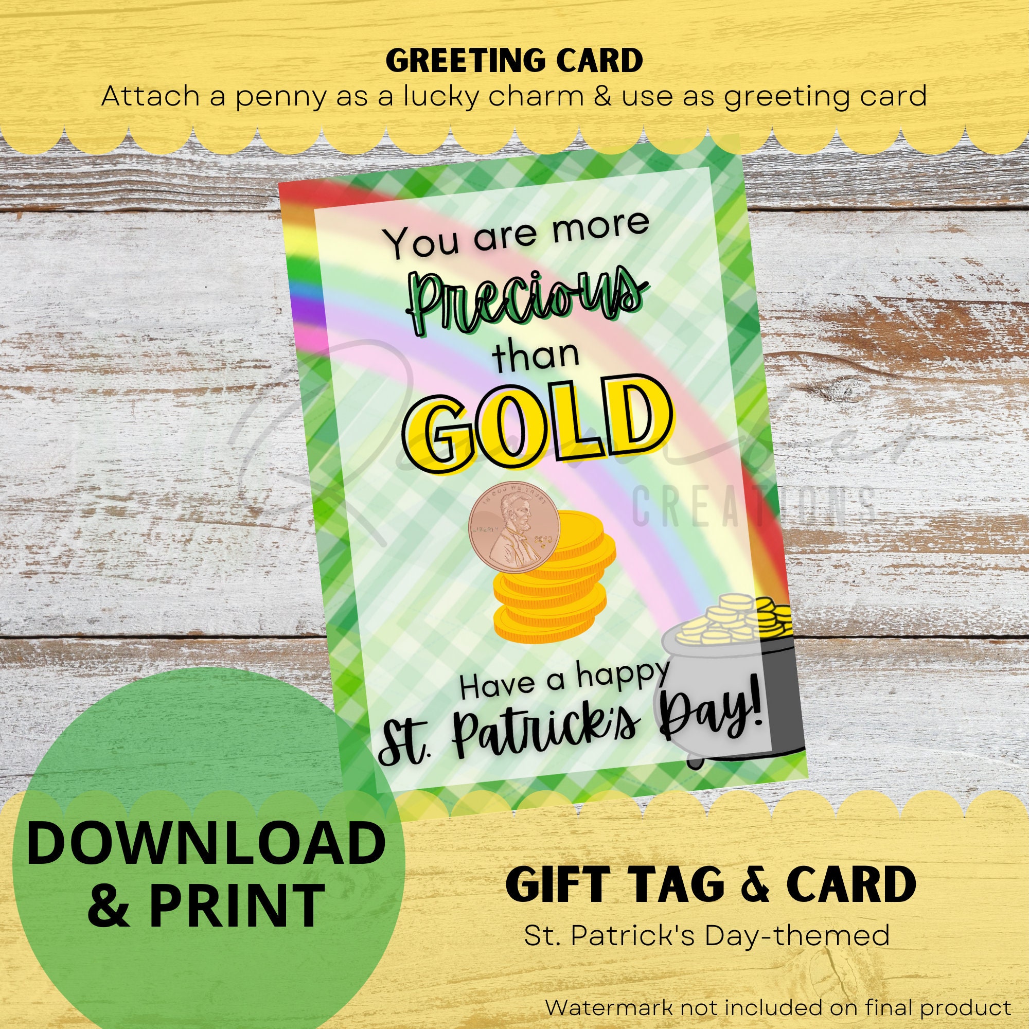 St. Patrick's Day Card or Gift Tag More Precious Than Gold Greeting ...