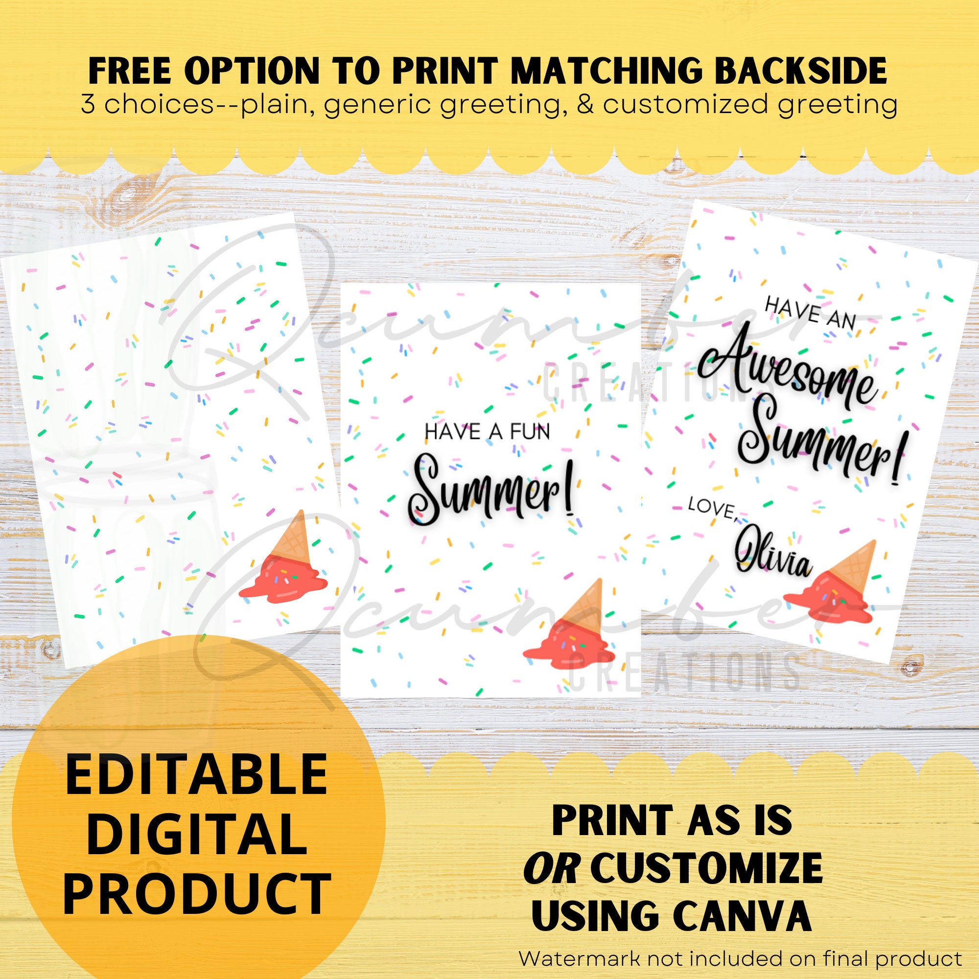 End of School Year Gift Tag Ice Cream Moments of Sweetness Editable ...