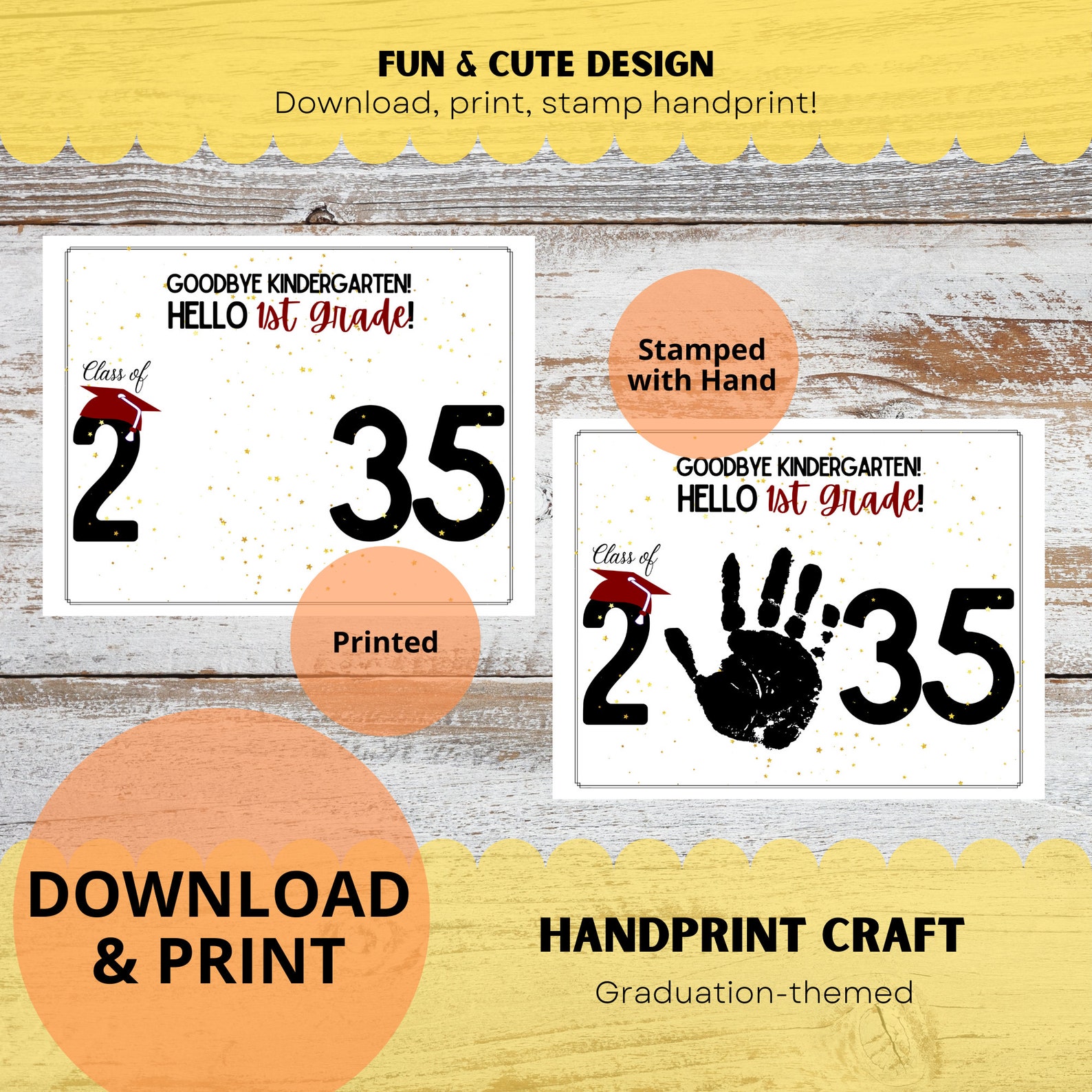 Kindergarten Graduation Handprint Kids Craft Class of 2035 Keepsake ...