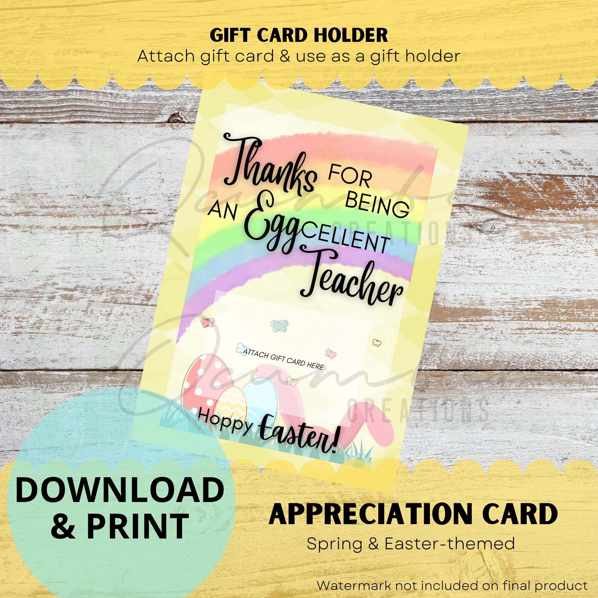 Teacher Appreciation Card Thanks for Being an Eggcellent Teacher Easter ...