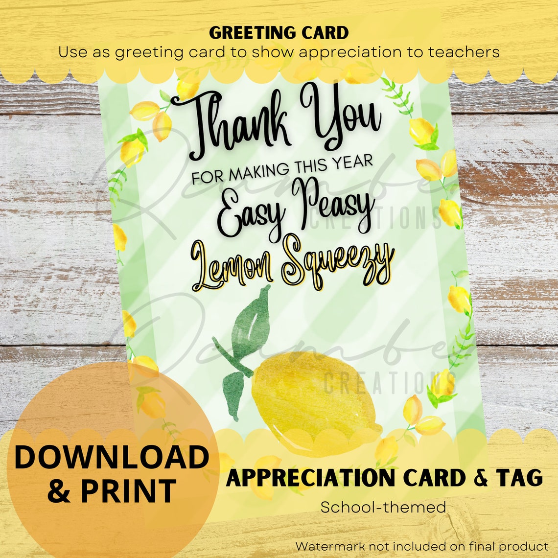 Teacher & Staff Appreciation Card, Gift Tag, Gift Card Holder | Easy ...