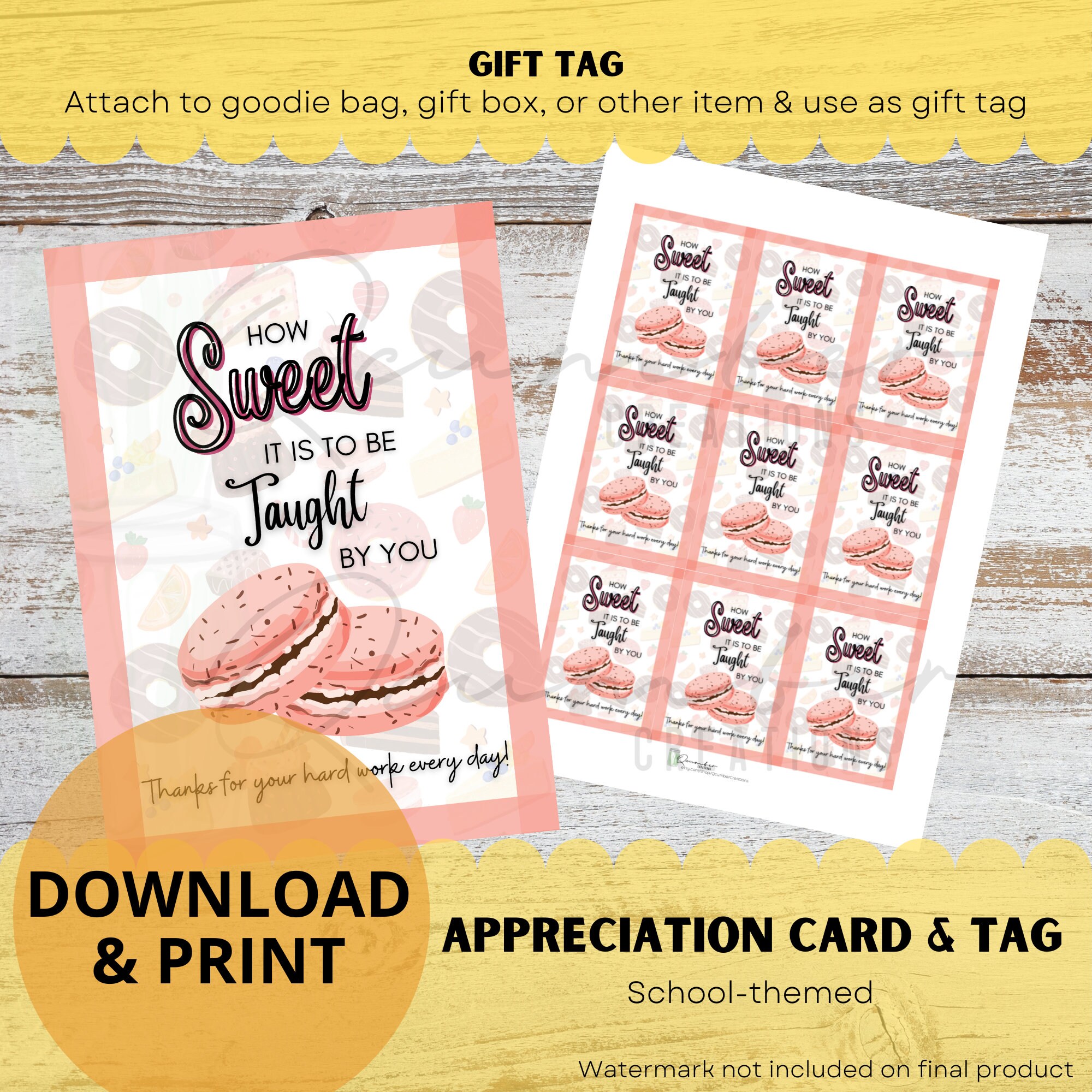 Teacher Appreciation Card, Gift Tag, Gift Card Holder | How Sweet It is ...