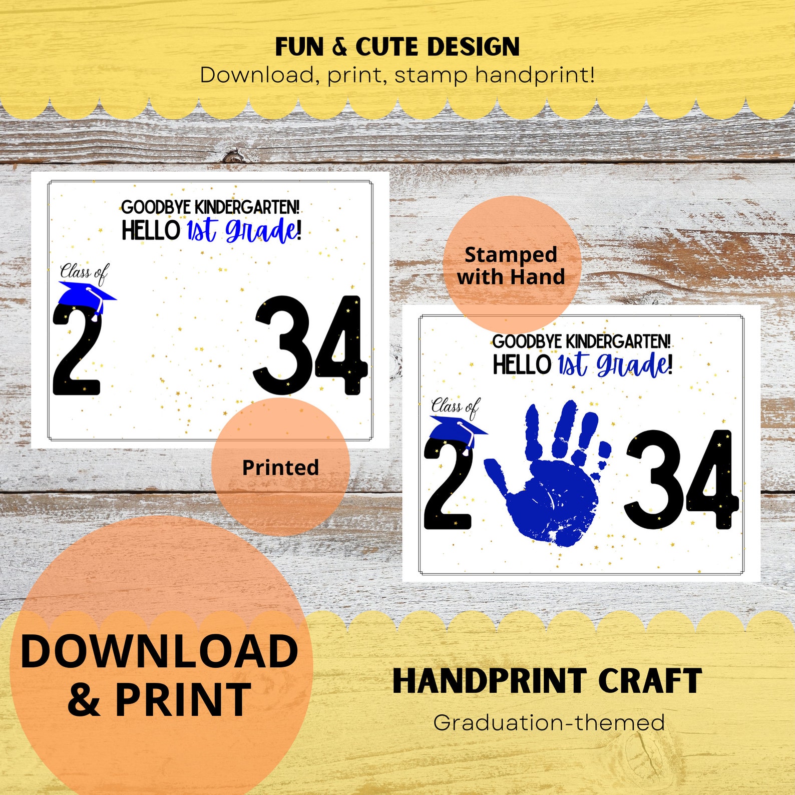 Kindergarten Graduation Handprint Kids Craft Class of 2034 - Etsy